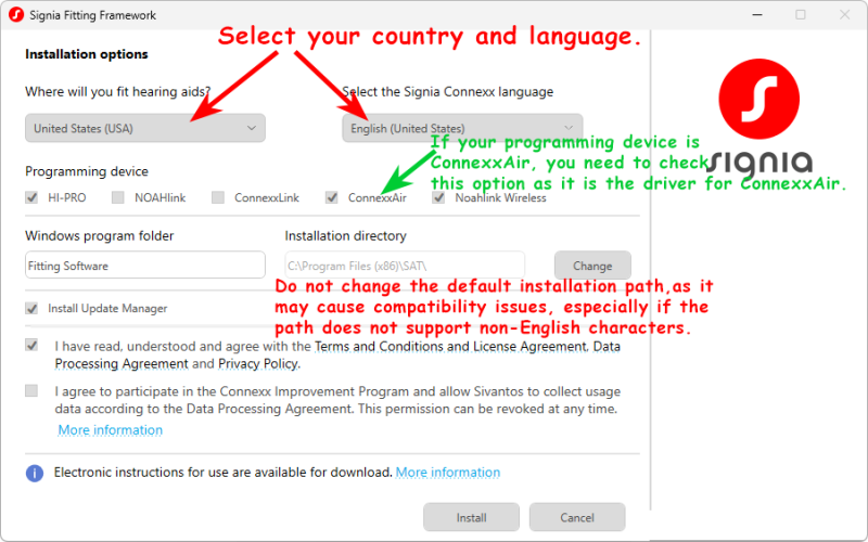 Signia Connexx Installation Guide - Hearing aid Software